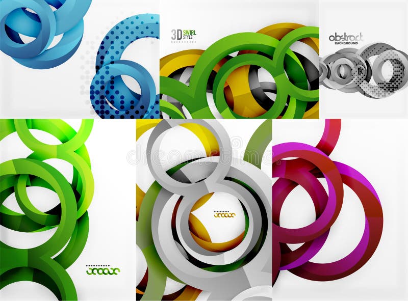 3d Circles and Rings, Vector Digital Background Set Stock Vector ...