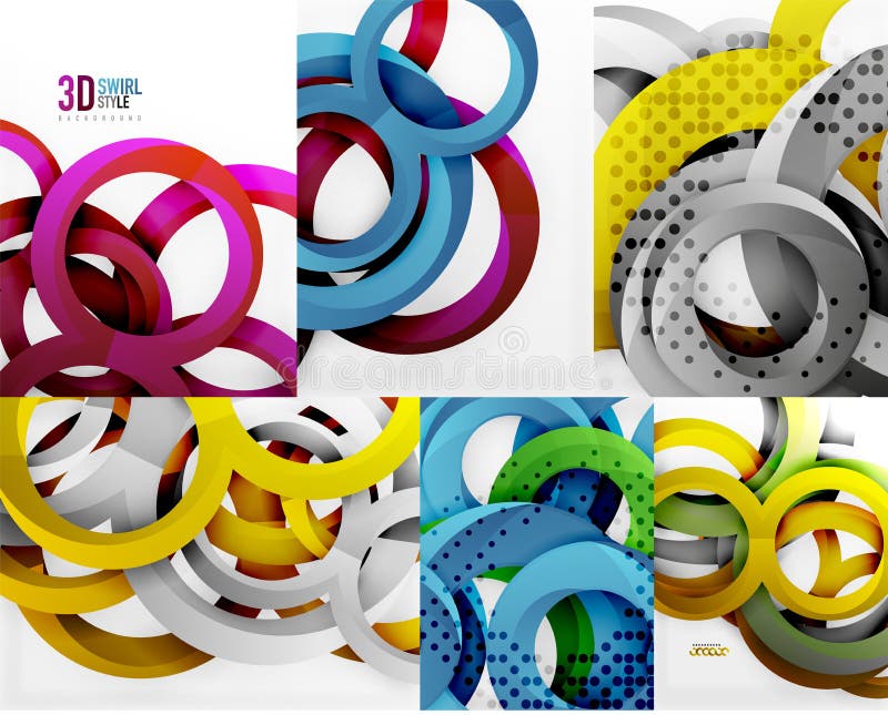 3d Circles and Rings, Vector Digital Background Set Stock Vector ...