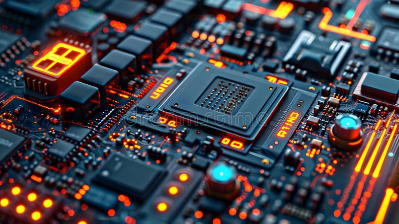 3D Circuit Board Illustration: Glowing Technology Stock Illustration ...