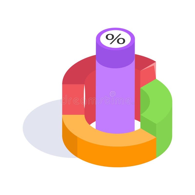 3D Circular Graph with Percentages Representing Data Segments for ...