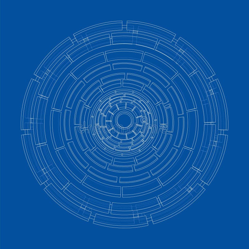 3D Circular Pattern. Style Wireframe Model Stock Vector - Illustration of form, abstract: 350583465