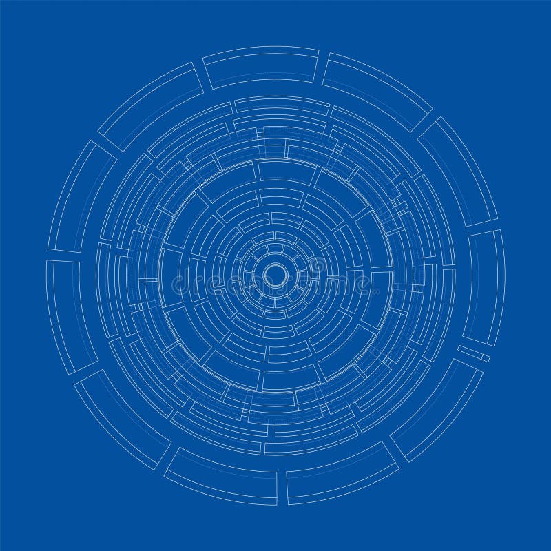 3D Circular Pattern. Style Wireframe Model Stock Image - Image of ...