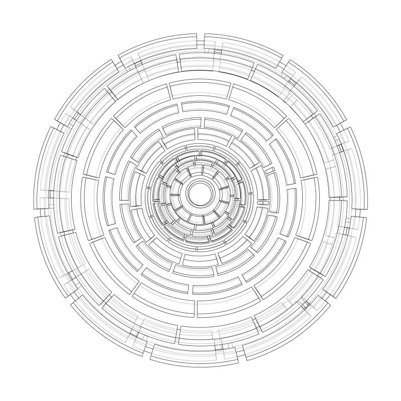 3D Circular Pattern. Style Wireframe Model Stock Illustration ...