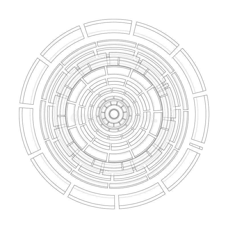 3D Circular Pattern. Style Wireframe Model Stock Illustration ...