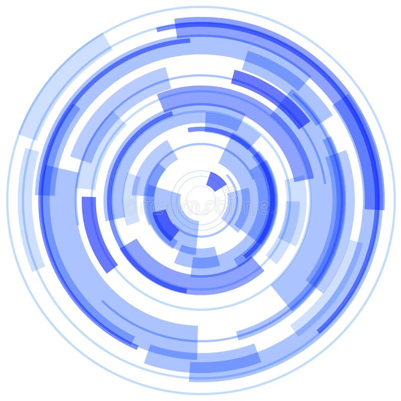 Abstract Lens Icon Design, 3D Blue Symbol with Circular Lines Pattern ...