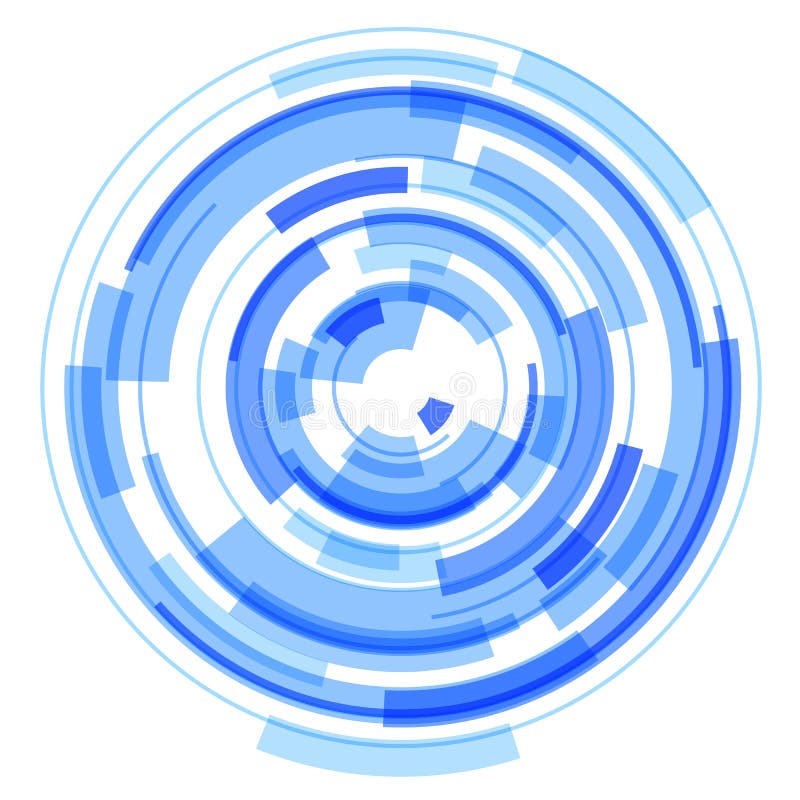 Abstract Lens Icon Design, 3D Blue Symbol with Circular Lines Pattern ...