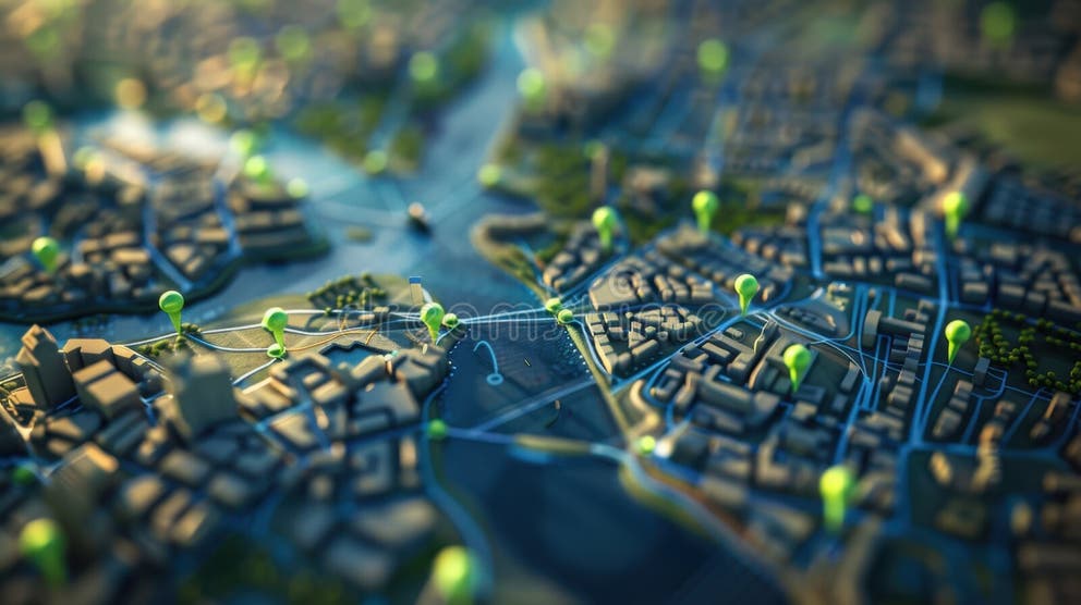 The 3D City Map with Pins.AI Generated Image Stock Photo - Image of ...