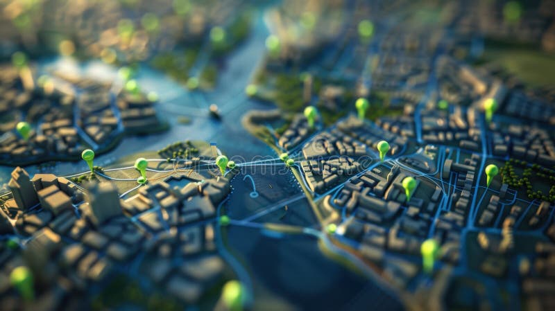 The 3D City Map with Pins. AI Generated Stock Image - Image of digital ...