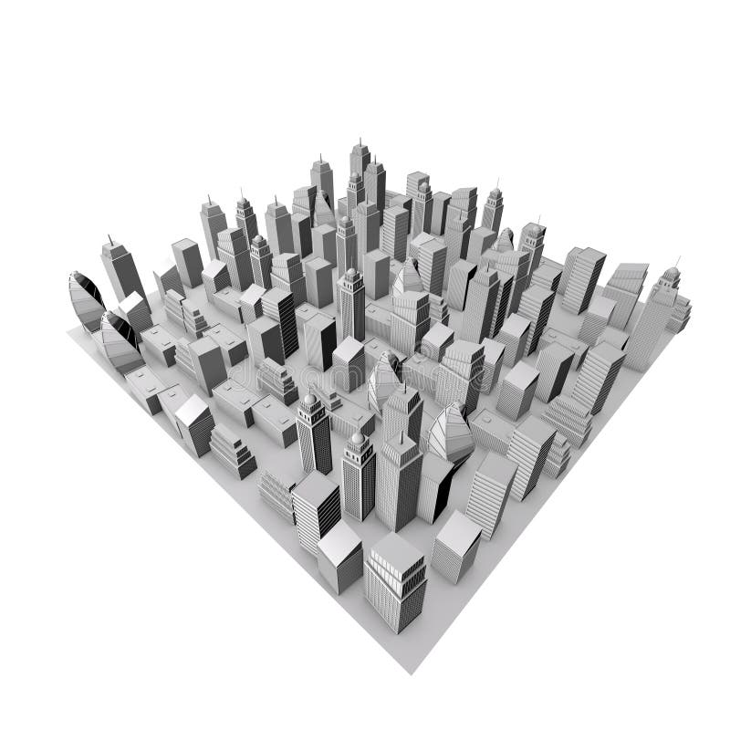 3D City Model stock illustration. Illustration of cityscape - 44029880