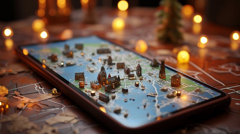 3d City Plan on Smartphone Screen, Generative Ai Stock Image - Image of ...