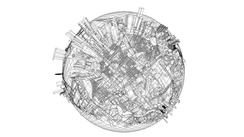 3d City Sphere. Vector Rendering of 3d Stock Vector - Illustration of silhouette, business ...