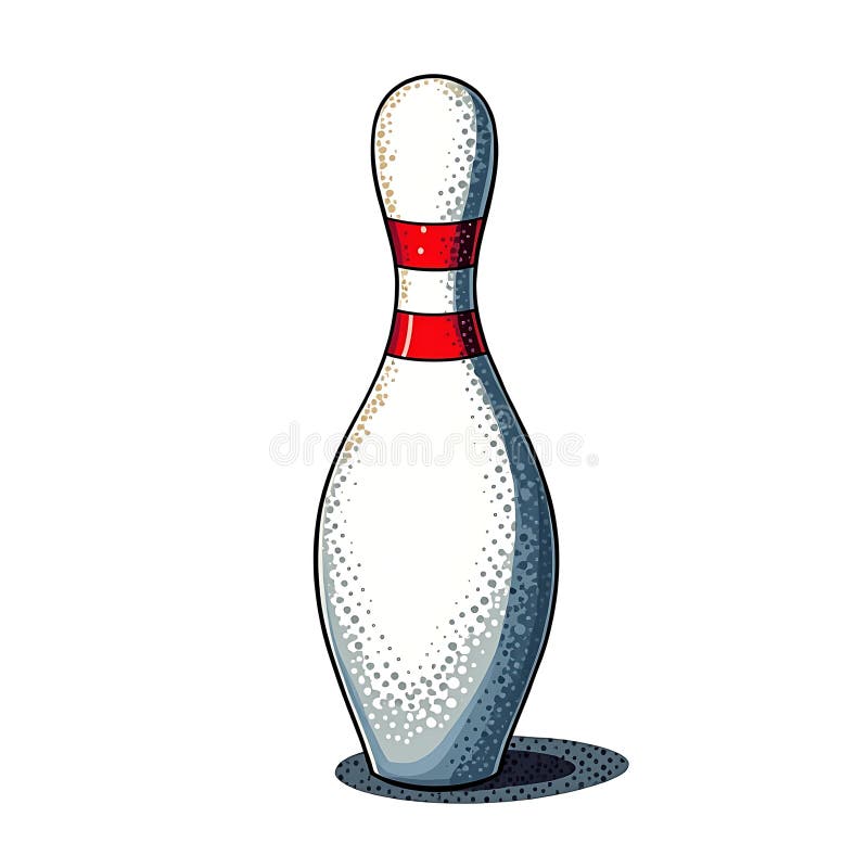 3D Classic White Bowling Pin with Red Stripe Stock Illustration ...