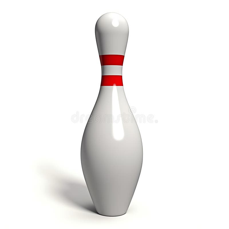 3D Classic White Bowling Pin with Red Stripe Stock Illustration ...