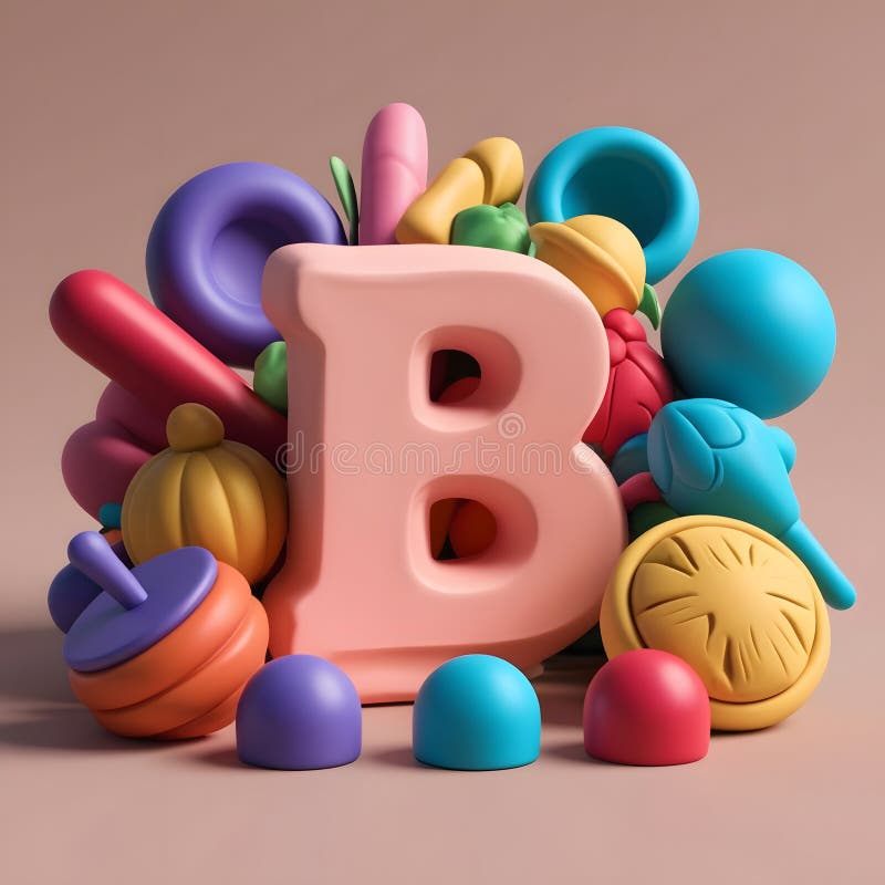 3D Clay Letter B Render a Playful and Artistic Sculpting Stock ...