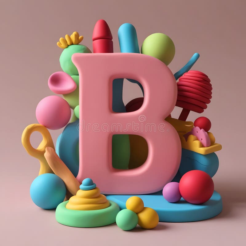3D Clay Letter B Render a Playful and Artistic Sculpting Stock ...
