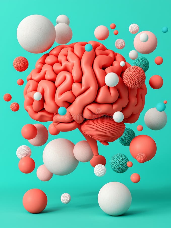 3D Clay Model of a Brain with Abstract Spheres for Creative ...
