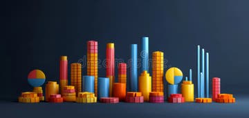 3D Clay Render of a Balance Sheet Visualization in a Column Chart ...