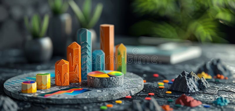3D Clay Render of an Operational Risk Management Chart, Isolated on a ...