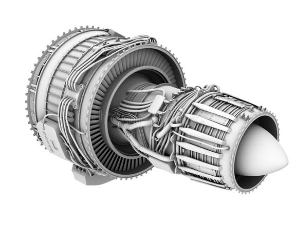 3D Clay Render of Turbofan Jet Engine Isolated on White Background ...
