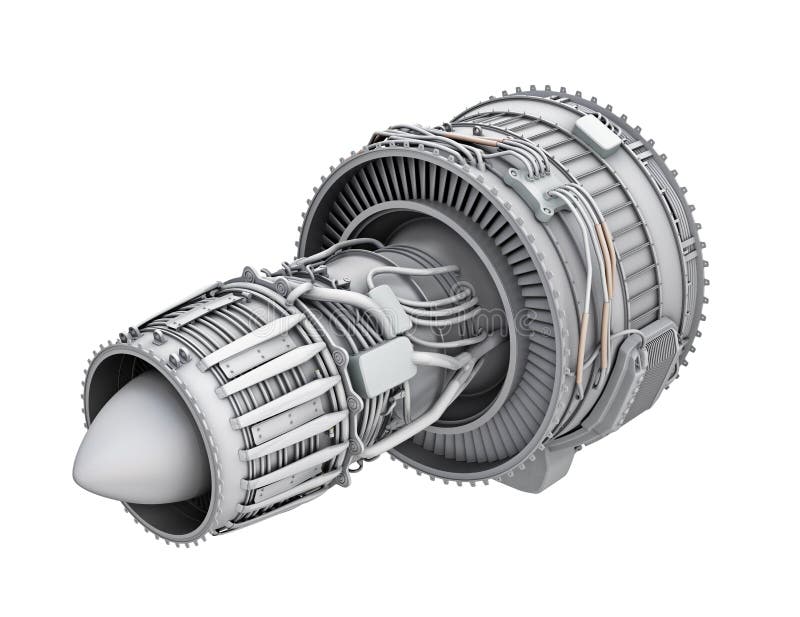 3D Clay Render of Turbofan Jet Engine Isolated on White Background ...