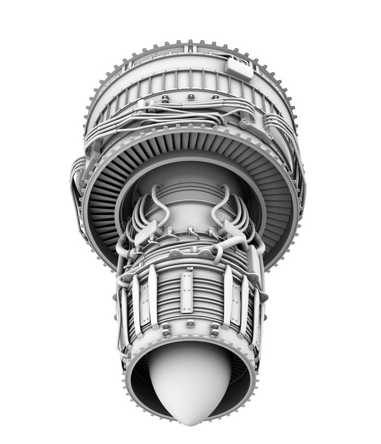 3D Clay Render of Turbofan Jet Engine Isolated on White Background ...