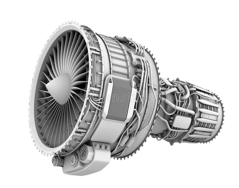3D Clay Render of Turbofan Jet Engine Isolated on White Background ...