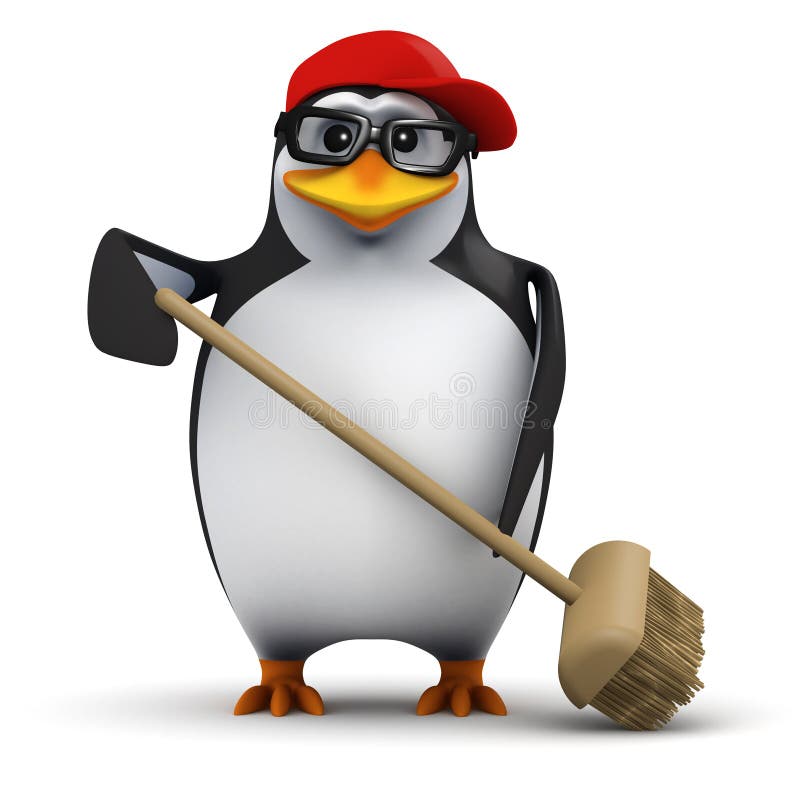 3d Cleaner penguin stock illustration. Illustration of animal - 38883002