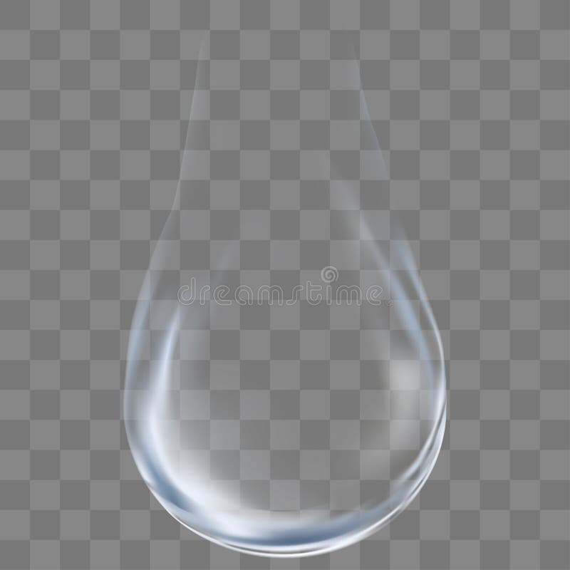 Pure Clear Water Drop on Transparent, Vector Illustration Isolated ...
