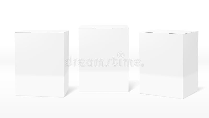 3D Clear White Blank Cardboard Package Boxes Set Stock Illustration ...