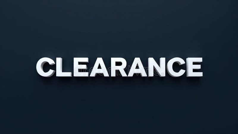 3D CLEARANCE Text on Navy Background for a Sleek Design Stock ...