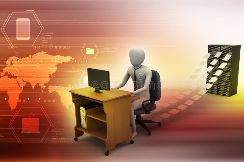 3d Clerk Working in the Office Stock Illustration - Illustration of ...