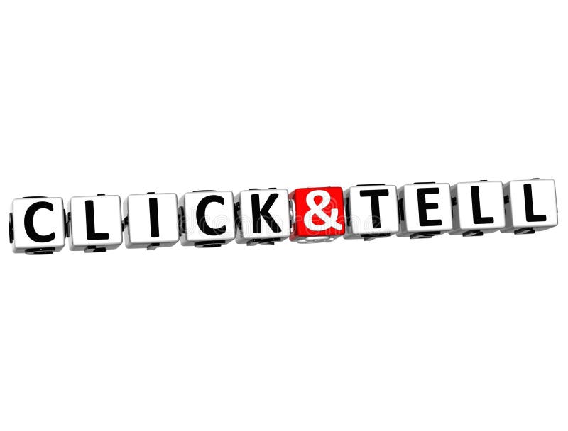 3D Click and Tell Button Click Here Block Text Stock Illustration ...