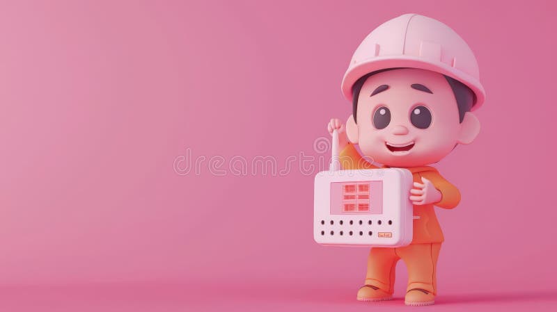A 3D Clipart of a Network Engineer Holding a Router, Standing on the ...