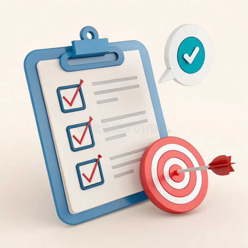 3D Clipboard with Business Idea and Project Goals Stock Illustration ...