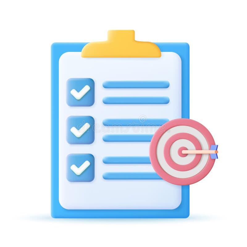 Assignment Target Icon. Clipboard, Checklist Symbol. 3d Vector ...