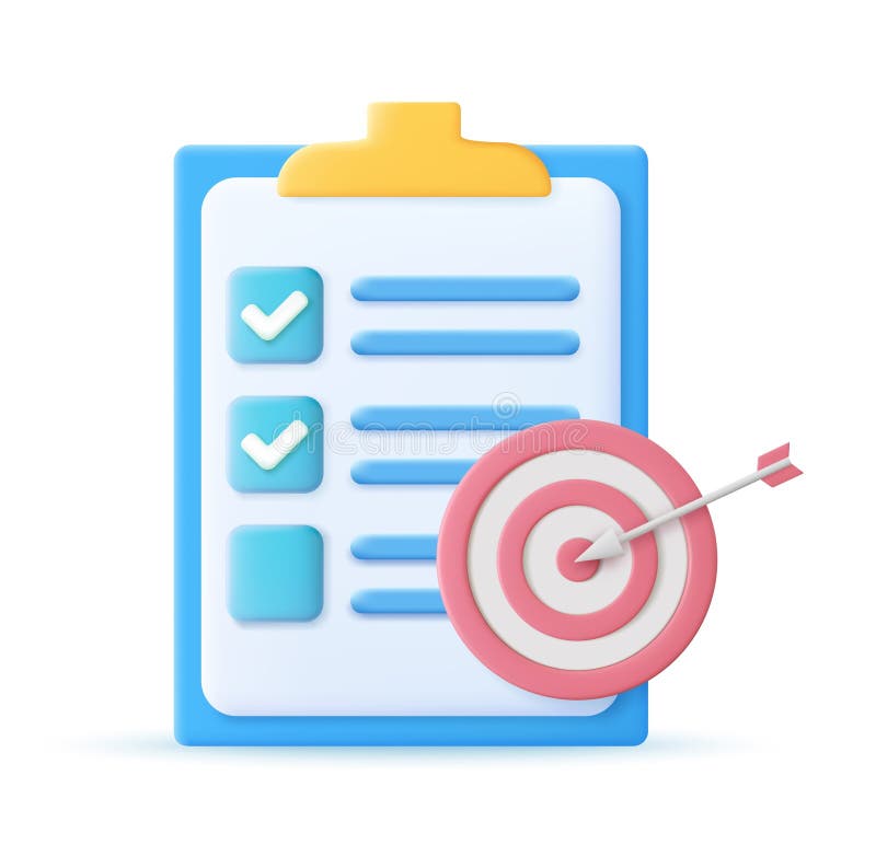 Assignment Target Icon. Clipboard, Checklist Symbol. 3d Vector ...