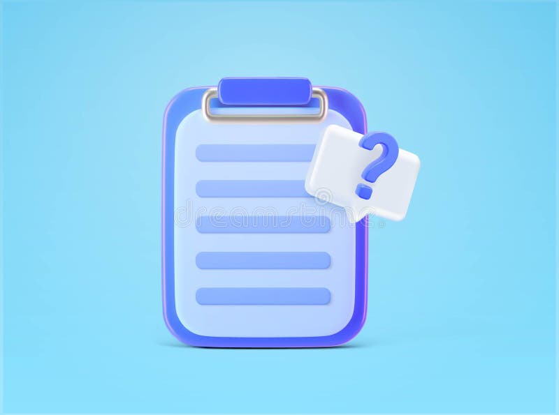 3d Clipboard, Document, File with Question Mark, Chat or Thinking ...