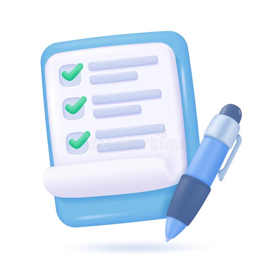 3D Clipboard. Questionnaire. Summary of Activities. Check Mark on Check ...