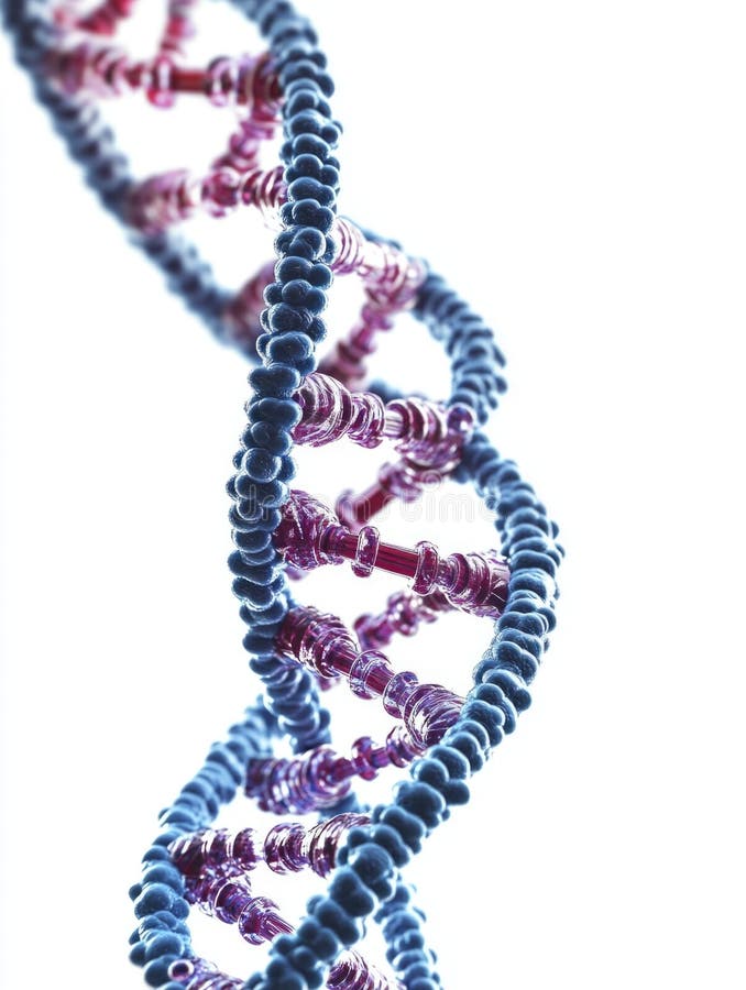 3D Close Up of Double Helix DNA with Coiled End Stock Illustration ...