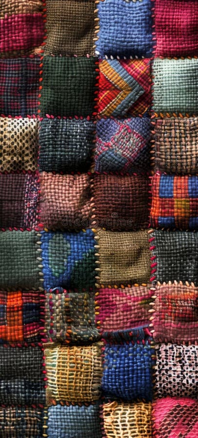 A 3D Closeup of a Patchwork Quilt Texture Showcasing the Variety of ...