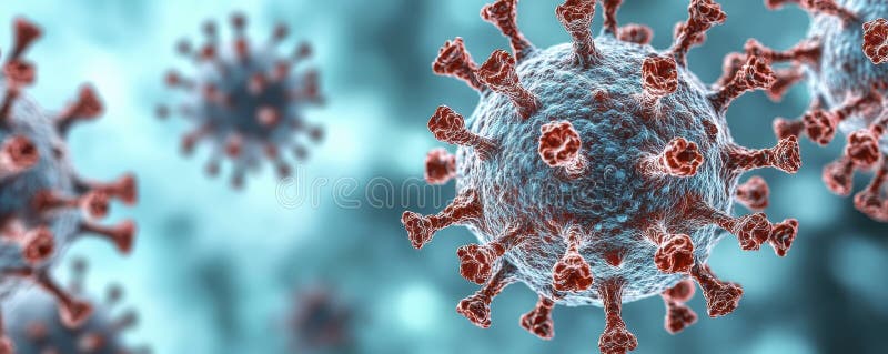 3D Close-up of Spiky Virus Particles in a Colorful, Microscopic. Stock ...