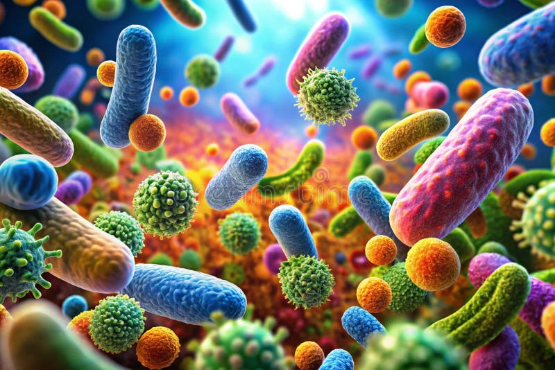 3d closeup microbes stock illustration. Illustration of organism ...