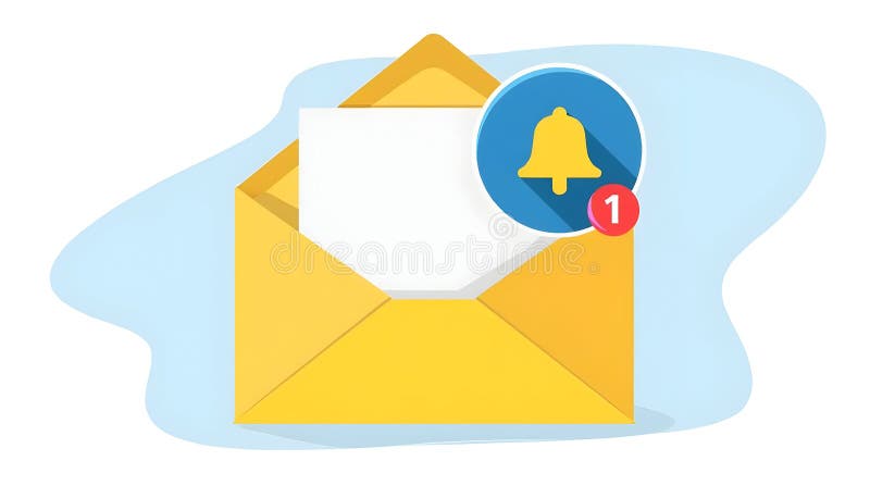 3D Closed Envelopes with Speech Bubble and Bell. New Message ...