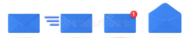 3d Closed Mail Envelope Icon Set Stock Vector - Illustration of ...