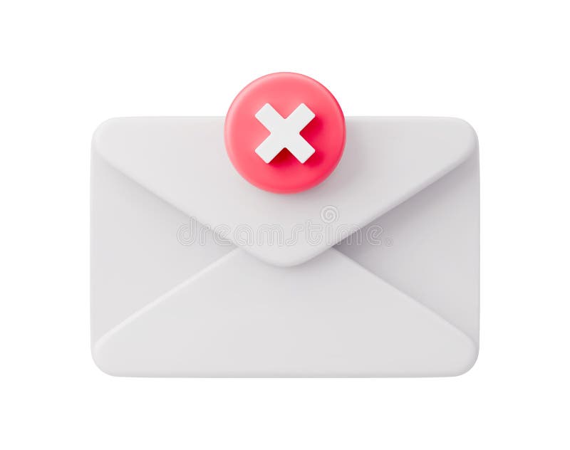 3d Closed Mail with Error Sign Stock Illustration - Illustration of ...