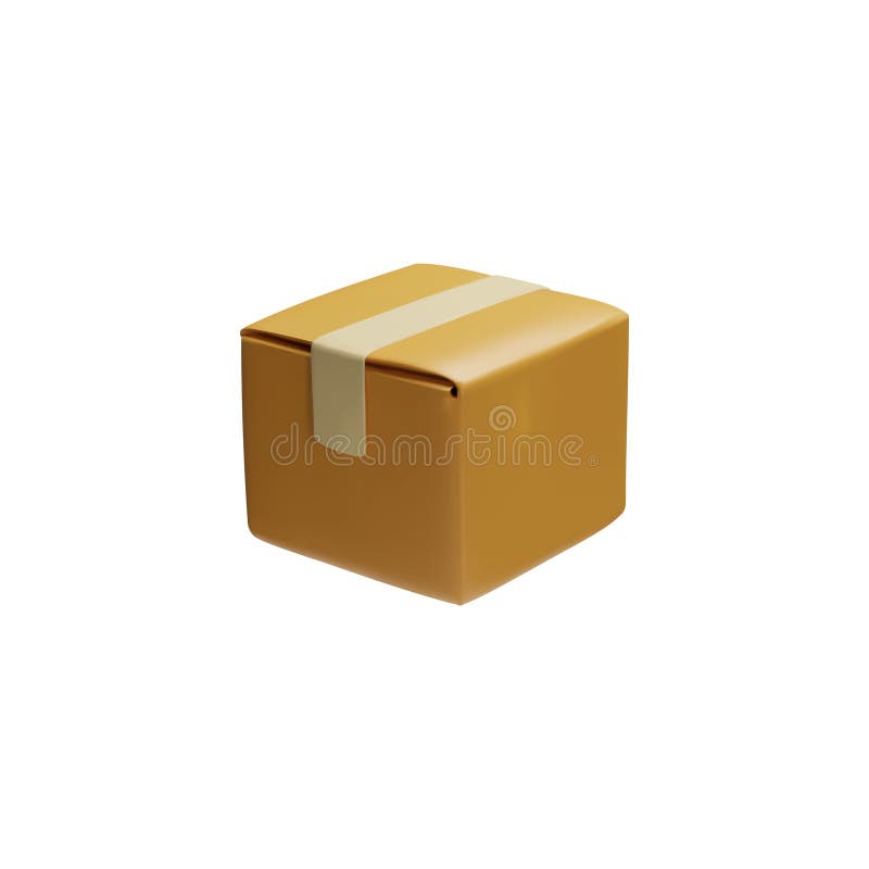 3d of a Closed Square Cardboard Box. Stock Illustration - Illustration ...