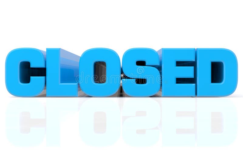 Closed Red Word Text On White Background Stock Illustration ...