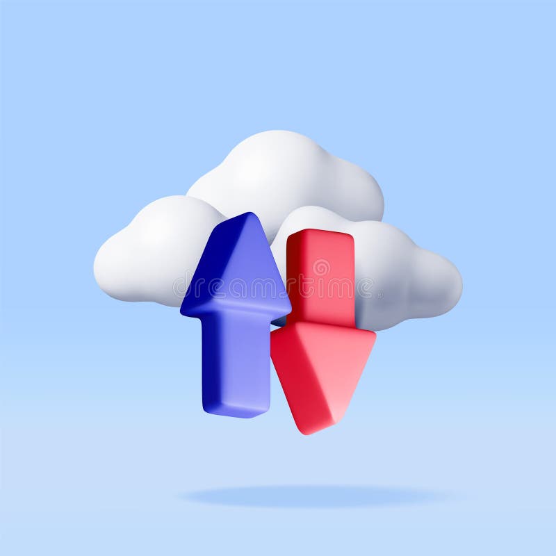 3d Cloud with Arrows Isolated on White Stock Vector - Illustration of ...