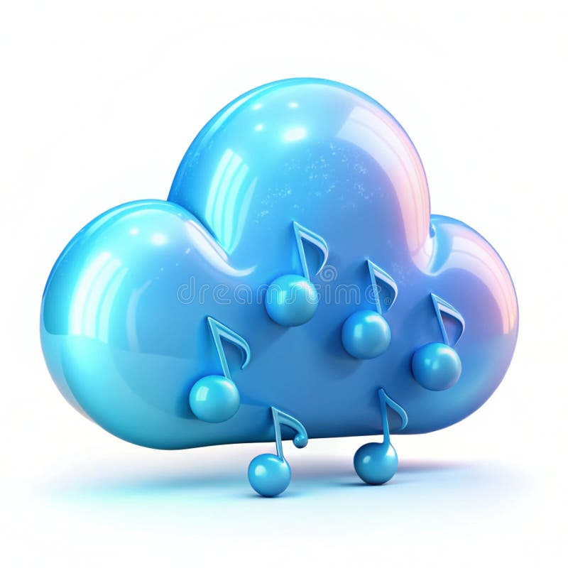 3D Cloud-based Music Streaming Service Icon Stock Illustration ...