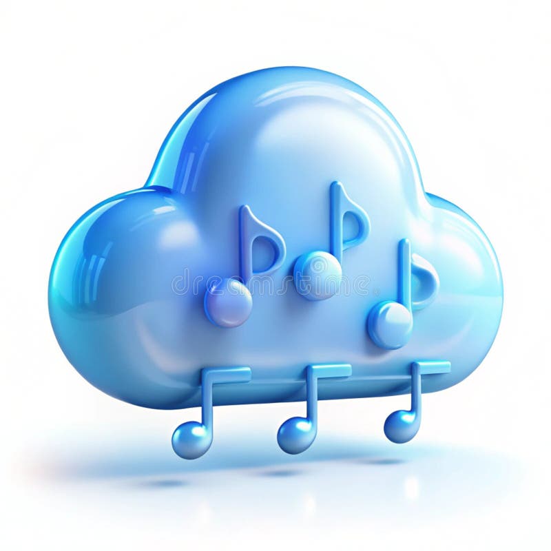 3D Cloud-based Music Streaming Service Icon Stock Illustration ...